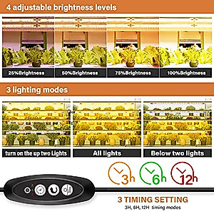 Plant Grow Light 6 Packs T5＆Full Spectrum 3500K 6500K＆Red LED with Auto Cycle Timer 3/6/12Hours Dual Channel 4 Brightness Level Growing Lamp for Indoor Plants from Seeding to Harvest
