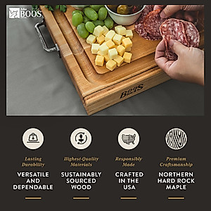 John Boos Block RAFR2418 Reversible Maple Edge Grain Cutting Board with Juice Groove and Chrome Handles, 24 Inches x 18 Inches x 2.25 Inches