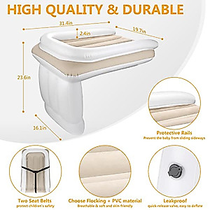 Eaersan Inflatable Toddler Airplane Bed Portable Toddler Travel Baby Bed for Airplane Car High Speed Rail Seat Infant Airplane Bed Included Inflatable Travel Bed Manual Pump Seat Belt and Travel Bag