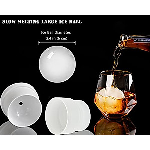 DAPOWER Ice Ball Maker Mold - Set of 2, Round Ice Cube Mold, 2.4 Inch Sphere Ice Cubes for Whiskey, Cocktails, Bourbon (2, White)