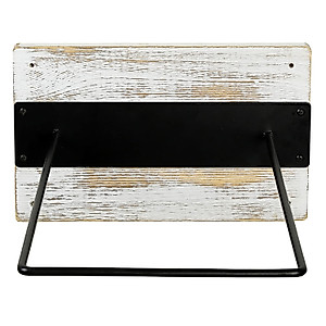 MyGift Rustic White Washed Wood and Black Metal Wire Wall Mounted Large Stability Ball Storage Rack, Yoga Studio and Gym Exercise Ball Equipment Organizer