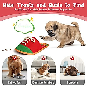 Snuffle Mat for Dogs, Cute Shoes Shape, Interactive Sniff Mat for Slow Eating and Keep Busy, Adjustable Dog Digging Toys Encourages Natural Foraging Skills, Suitable for Small and Medium Dogs
