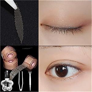 sheng'hang 200pair (400pcs) Non Sticky By a Box Makeup Breathable Lace Eyelid Tape - Big Eye Decoration Invisible Double Fold Eyelid Shadow Sticker Perfect for Hooded Droopy Uneven Mono-eyelids (B)