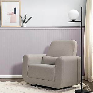 Babyletto Tuba Glider in Performance Grey Eco-Weave with Silver Base, Water Repellent & Stain Resistant, Greenguard Gold and CertiPUR-US Certified