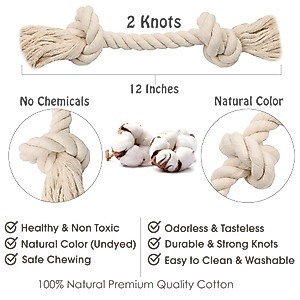 Barida Pet Supplies 100% Natural Cotton Rope Dog Toys, Premium White Cotton Dog Chew Toys, Puppy Chew Toys for Teething, Puppy Toys Small Dogs, Medium Dog Toys -Tough Dog Rope Toys