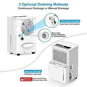 WANSID 2000 Sq.Ft Dehumidifiers with Auto Drain or Manual Drainage,Intelligent Humidity Control, Water Full Auto Shut Off Function for Home,Basements,Bedroom,Bathroom