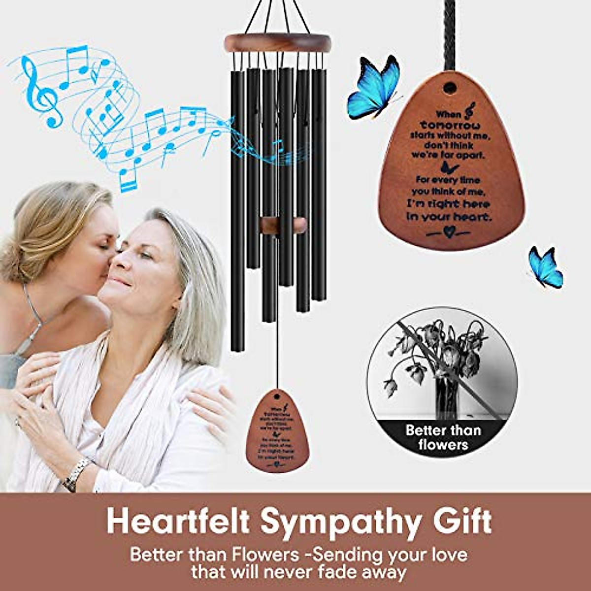 YOUNTASY Sympathy Wind Chimes , Bereavement/Memorial /Sympathy Gift in Memory of Loved One Loss of Mother Father Condolence Remembrance 32 Inch