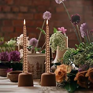 Berkebun10 inch Spiral Bronze Candles-Set of 4 - Metallic Taper Spiral Candle -Tall Candlesticks, Home Dinner, Party, Wedding, Halloween,Christmas Candles (4, Bronze, 10inch)