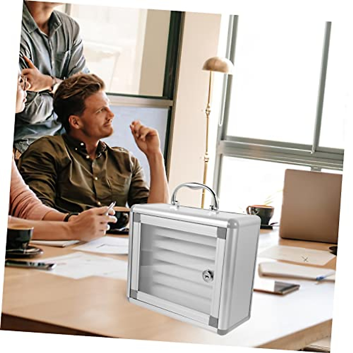 MARMERDO Box Mobile Phone Safe Storage Cabinet with Lock Phone Metal Locker Cabinet Handle Design Cellphone Box Phone Stand Rack Sundries Storage Cabinet Cell Phone Box