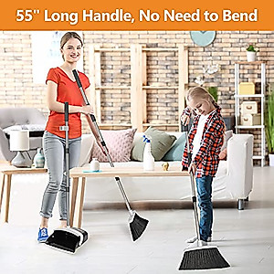 Industrial Pipe Clothes Rack for Hanging Clothes Coats Laundry Room Organizer Storage Hanger Shelf Space Saving, Long Handle Broom and Dustpan Set