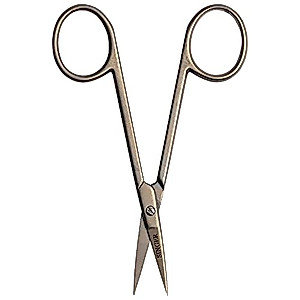 SINGER 4 Inch Forged Embroidery Scissors with Curved Tip for Sewing, Cross-Stiching, Crafts, & More (Titanium Coated, 1-Pack)