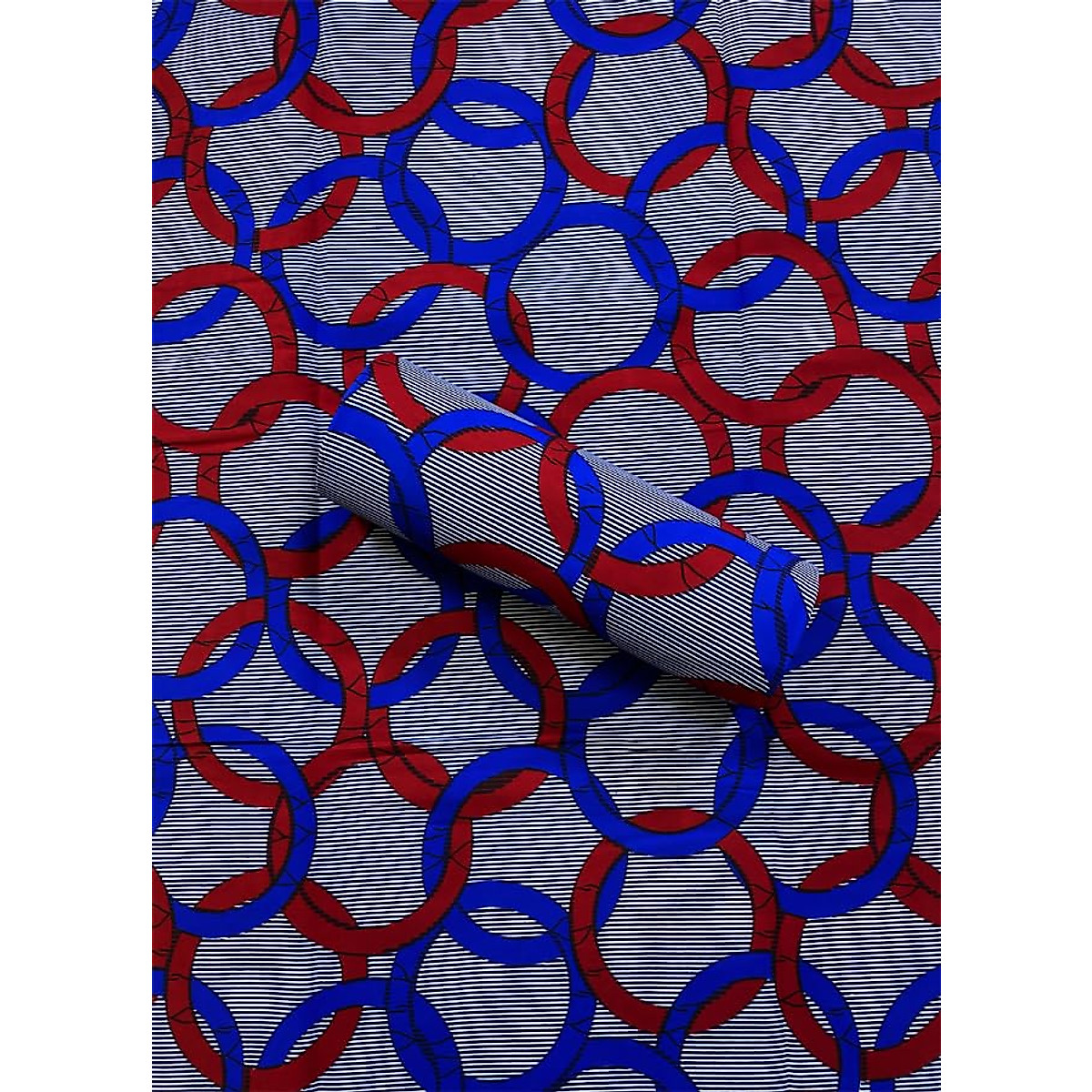 Olympic Design African Guaranteed Wax Block Prints Fabric/African Ankara Wrapper Fabric Wax Fabrics /-Sell by 6 Yards-100% Cotton-for Dresses- Red, Royal-Blue, Blue, White, Black