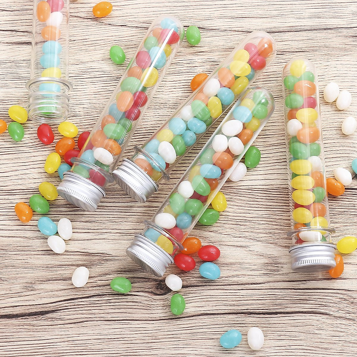 UEETEK 12pcs 40ml Plastic Test Tubes with Screw Caps(Transparent)