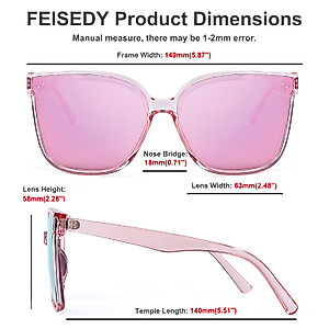 FEISEDY Retro Square Polarized Sunglasses Women Men Oversized Vintage Shades B2600