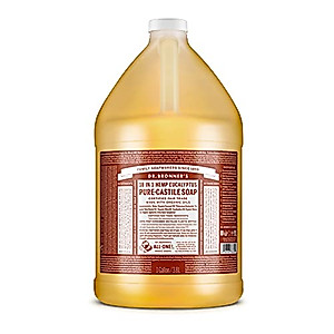 Dr. Bronner's - Pure-Castile Liquid Soap (Eucalyptus, 1 Gallon) - Made with Organic Oils, 18-in-1 Uses: Face, Body, Hair, Laundry, Pets and Dishes, Concentrated, Vegan, Non-GMO