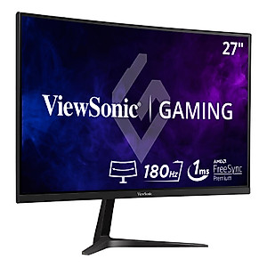 ViewSonic VX2718-2KPC-MHD 27 Inch Curved 1440p 1ms 180Hz Gaming Monitor with FreeSync Premium, Eye Care, HDMI and Display Port