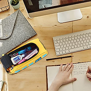 LEDAOU Cute Pencil Case for Kids Girls Boys Pencil Pouch kawaii Pen Pencil Box Bag Holder for School Students (Yellow School Bus)