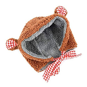SELMAI Soft Fleece Dog Winter Coat Four Legs Cute Bear Design Removable Hat Warm Pet Clothes for Small Medium Dogs Cats Apparel for Puppy Comfy Chihuahua Jumpsuit Cold Weather Solid Color Brown XL