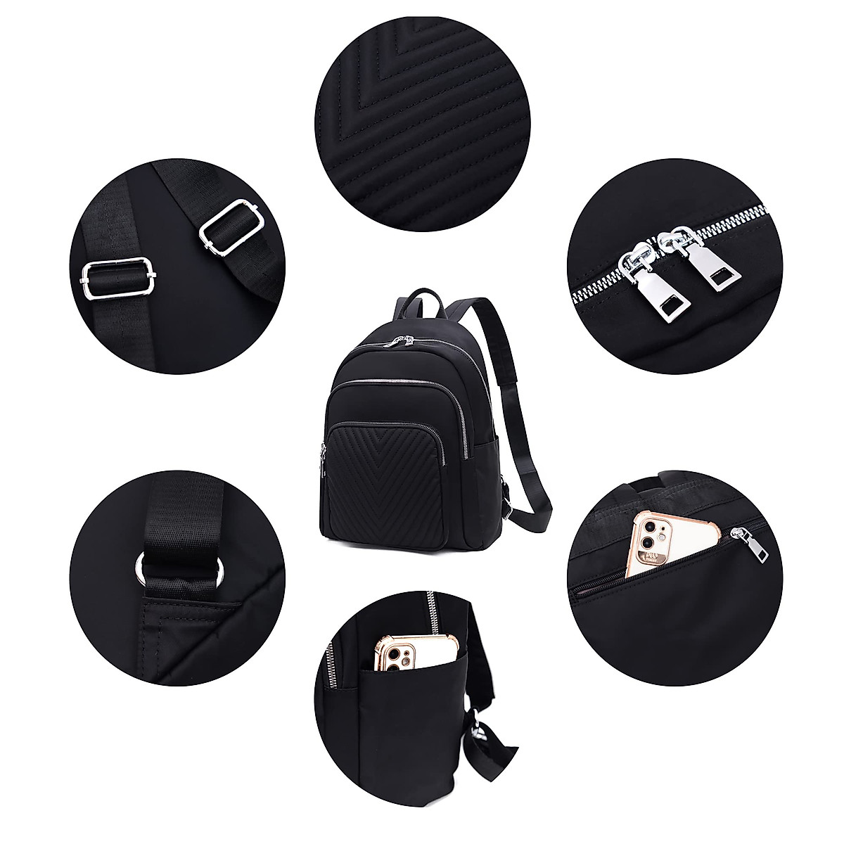 BMVMB Women Backpack Nylon Shoulder Bag Casual Lightweight Backpacks Rucksack Daypack for Women Girl