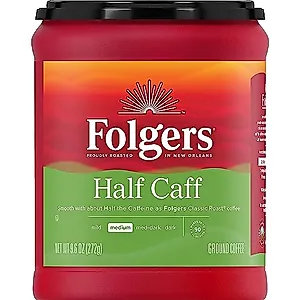 Folgers Half Caff Ground Coffee, Medium Roast, 9.6 Ounce