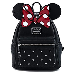 Loungefly Disney Minnie Mouse Bow Faux Leather Womens Double Strap Shoulder Bag Purse