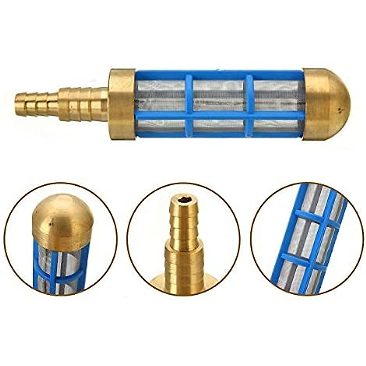 Suction Filter, Pressure Washer Water Suction Filter Drum, Brass Pick Up Filter Strainer Drum Suction, Brass 3/4'' 1/2'' Hose Water Suction Strainer Pickup Filter for Pressure Washer
