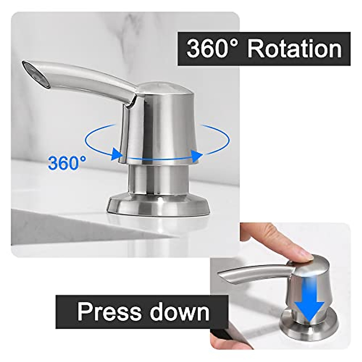 Under Sink Soap Dispenser for Kitchen Sink and Extension Tube Kit, Builit in Dish Sink Soap Dispenser 40 Inches Tube Connects No More Refills YardMonet (Brushed Nickel)