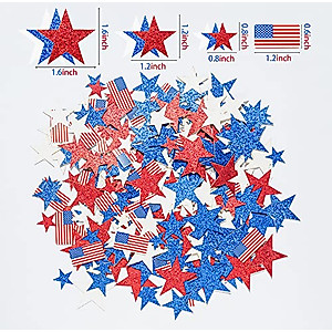 Winnwing Independence Day Patriotic American Flag with Glitter Star Table Scatter Confetti Decor for 4th of July National Memorial Presidents Birthday Party Blue,white,red
