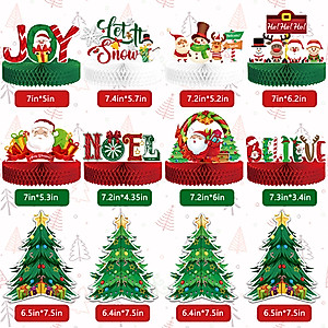 Christmas Decorations 12PCS Christmas Honeycomb Centerpieces Santa Winter Xmas Holiday Party Favors 3D Table Decor