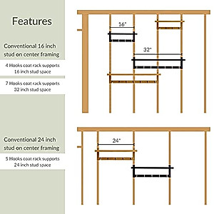 YourWoodStore Wall Mounted Coat Rack with Shelf, Floating Shelf, Natural, Wooden, 5 Alloy Hooks, 27 Inch, Supports Advanced Stud Spacing(24Inch), Entryway Organizer, Key Holder