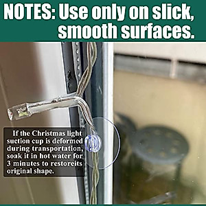 Miuezuth Christmas Light Suction Cups, Mini Holiday Light String Hooks Holders, Clear Rope Light Caddy Window Glass Suction Cup Clips Hang Seasonal Lights & Xmas Decorations (100 Pcs)