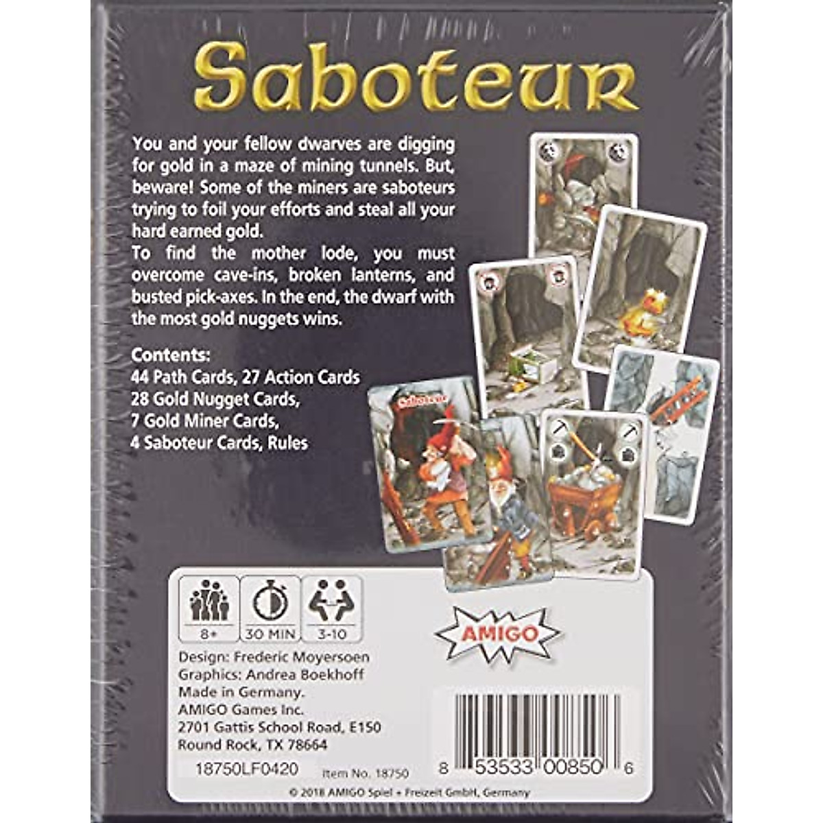 AMIGO Games Saboteur Strategy Card Game – The Adventurous Gold Mining Game Following Your Dwarves Through The Tunnels – Simple to Learn & Perfect for Family Game Night – Kids & Adults Ages 8+