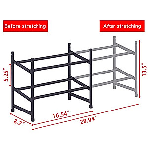 Tajsoon 2-Tier Stackable Shoe Rack Organizer, Expandable & Adjustable Metal Iron Shoes Storage for Entryway Doorway, Black