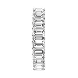 Charles & Colvard Created Moissanite 4x2mm Emerald Cut Eternity Band for Women | 2.9 cttw DEW | Lab Grown | Solid 14K White Gold with Rhodium | Size 6