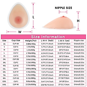 Vollence D Cup Self Adhesive Silicone Breast Forms Fake Boobs for Mastectomy Prosthesis Crossdresser Transgender Cosplay Nude