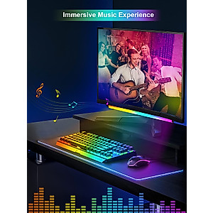 KANTUTOE Monitor Down Light Bar, RGB Screen Desk Light PC, Dimmable LED Dynamic Rainbow Effect, Adjustable Brightness, Speed and Music, Remote Control Color Change, for Game Room