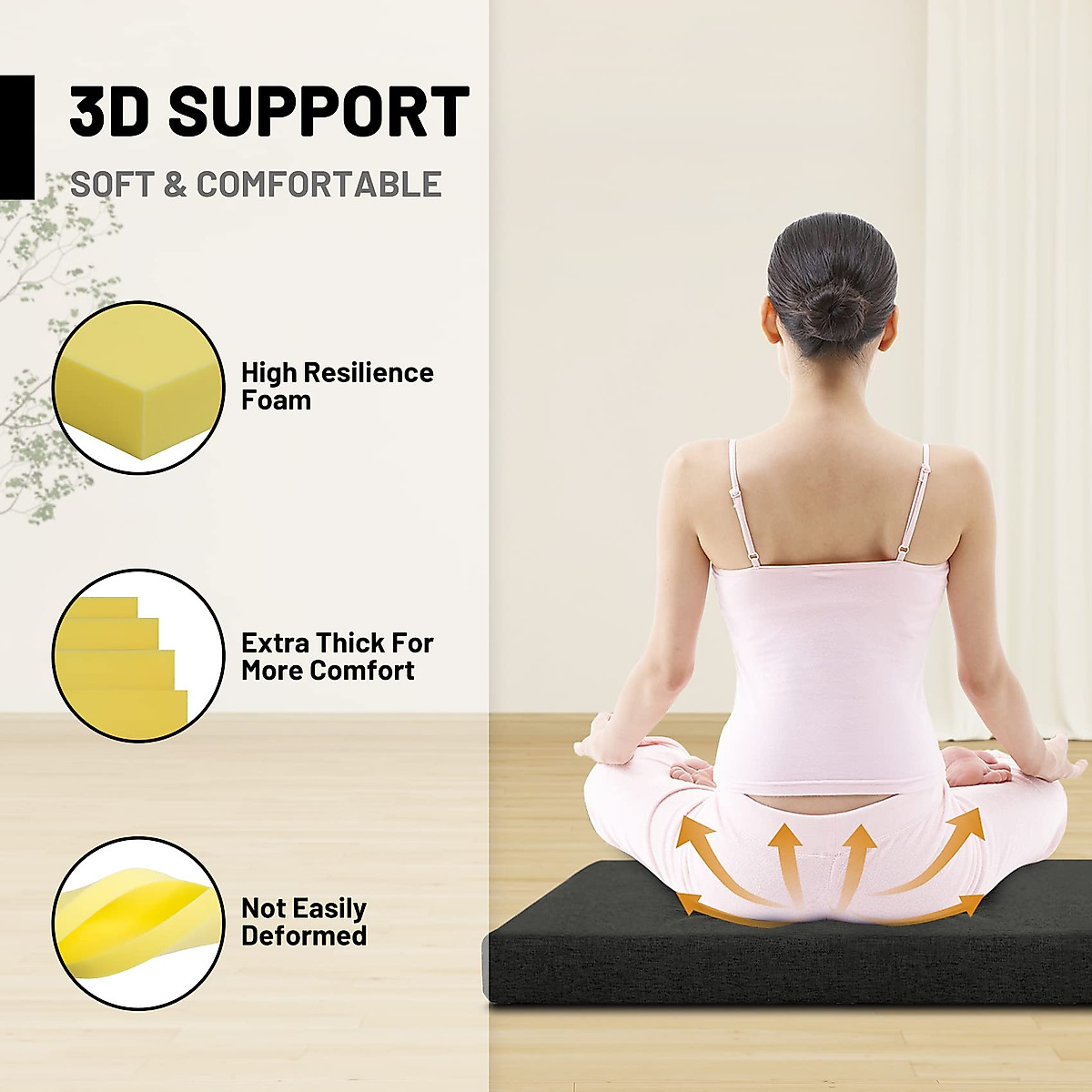 Lokex Bench Cushion,36x14 Inch Non-Slip Durable Bench Cushions for Indoor Furniture,Window Seat Cushions Indoor with Ties,Dark Gray