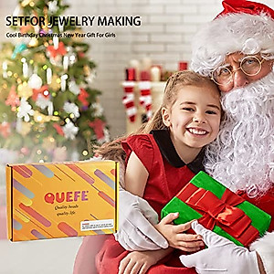 QUEFE 40000pcs 2mm Glass Seed Beads for Jewelry Making Kit, 440pcs Letter Beads 100pcs Smiley Face Beads & 100pcs Evil Eye Beads for Bracelets Necklace Ring Making DIY Art Craft Gifts