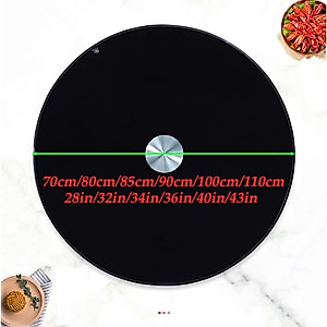 MAGILL 40in Lazy Susan Turntable Black Dining Table Serving Tray for Kitchen，8mm Thick Tempered Glass Rotating Tray，360° Swivel, Large Tabletop Swivel Plate (Color : Black, Size : 80cm/32in)