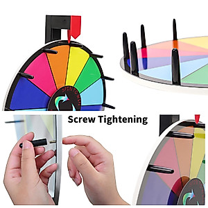 Hooomyai 12" Tabletop Spinning Prize Wheel 12 Slots Heavy Duty Editable Spinning Wheel with Dry Erase Markers & Eraser for Fortune Spin Game Tradeshow Carnival