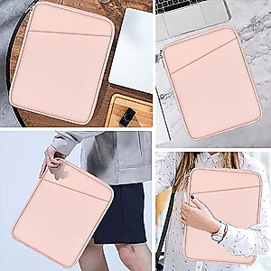 MoKo 12.9 Inch Tablet Sleeve Bag, Compatible with iPad Pro 12.9 M2 2022/2021/2020/2018/Pro 12.9 2017, Surface Laptop Go 12.4", Galaxy Tab S8+ 12.4", Waterproof Bag Carrying Case with Pocket, Pink