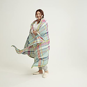Vera Bradley Women's Fleece Plush Throw Blanket, Pastel Plaid, 80 X 50
