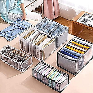2-Pack Wardrobe Clothes Organizer 7 Grids Visible Closet Underwear/Socks/Leggings/Skirts/Jeans Compartment Storage Box Foldable Washable Separation Drawer Organizers Storage Clothes Bins