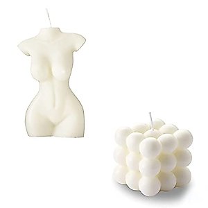 Bubble Cube + Human Female Body Candle 3D Women Body Candle Body Shape Beautiful Art Candle Decoration for Wedding Decorative Candle for Bedroom Bathroom Decorations