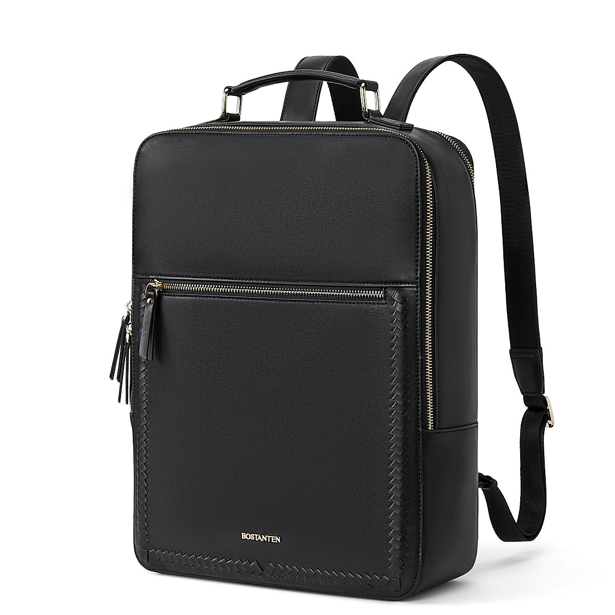 BOSTANTEN Leather Laptop Backpack for Women Large Capacity 15.6 inch Computer Bag Casual College Daypack Travel Bag Brown