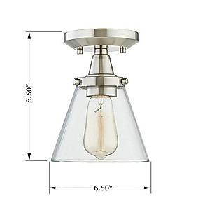 WISBEAM Semi Flush Mount Ceiling Light Fixture, E26 Medium Base, Metal Housing with Clear Glass, ETL Rated, Bulbs NOT Included, 2-Pack