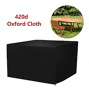 Patio Table Covers Square 45x45x28in, Patio Furniture Covers Table and Chairs, Outdoor Dining Table Set, Waterproof, Tough Canvas, for Bad Weather Rain Winter Snow