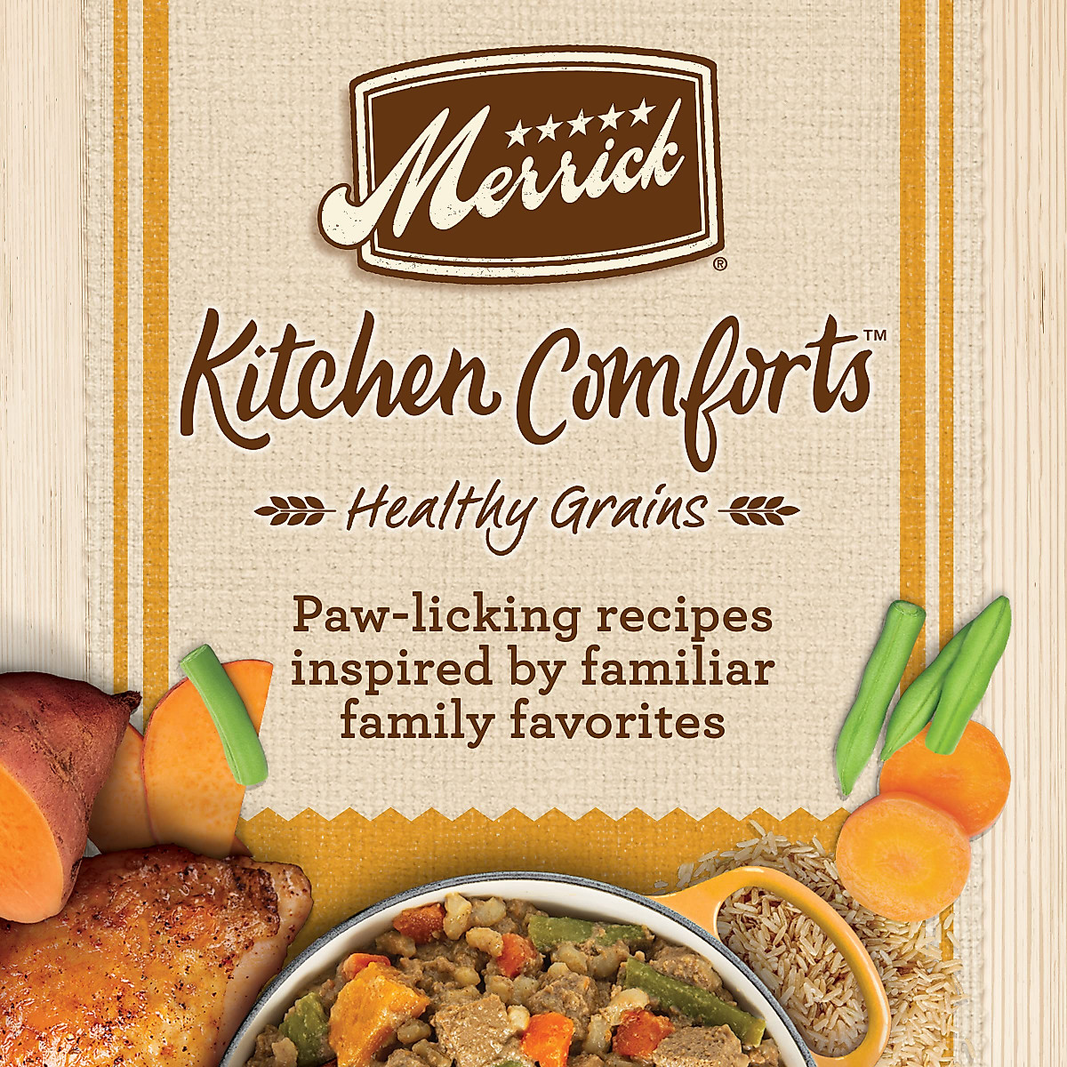 Merrick Kitchen Comforts Healthy and Natural Canned Adult Dog Food with Gravy, Chicken Casserole with Rice - (Pack of 12) 12.7 oz. Cans