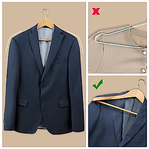 ELONG HOME Suit Hangers, 6 Pack Heavy Duty Wooden Hangers with Extra Wide Shoulder, 17.5″ Luxury Coat Hangers for Closet, Natural Hangers with 360° Swivel Hook & Strong Pant Bar