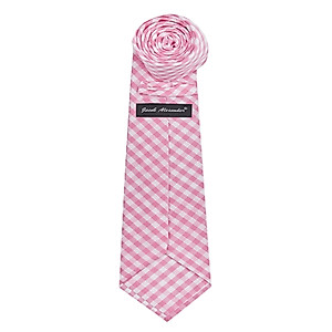Jacob Alexander Men's Gingham Checkered Pattern Neck Tie - Regular - Pink
